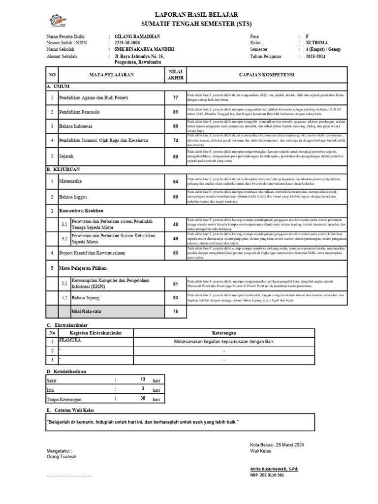 PTS Genap 2024 | PDF