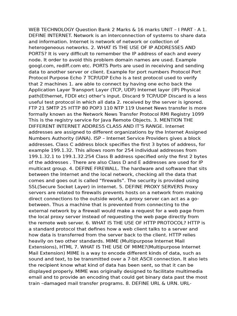 Web Technology Question Bank | PDF | Port (Computer Networking ...