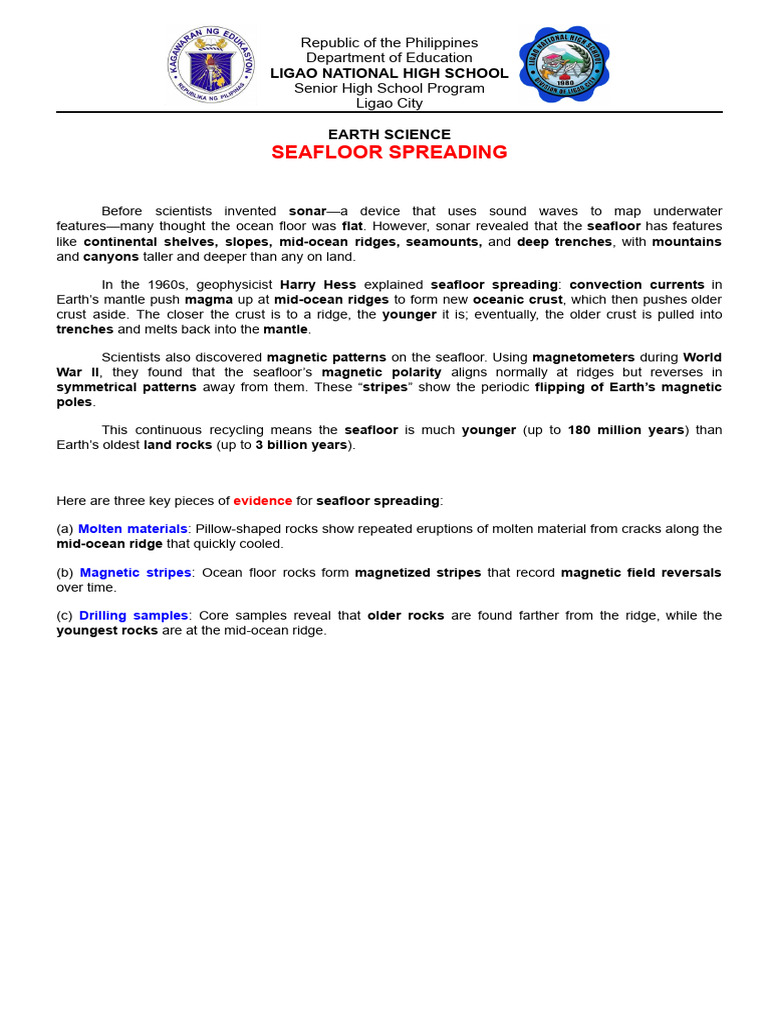 Seafloor Spreading | PDF | Seabed | Magma