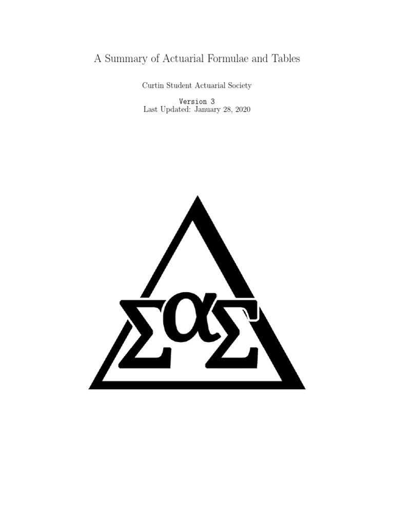 Actuarial Formulae Guide for Students | PDF | Probability Distribution ...