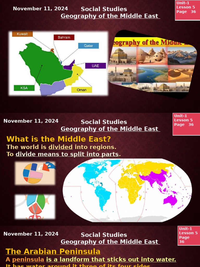 Gr.1 U1 L6 Geography of The Middle East | PDF | Arabian Peninsula ...
