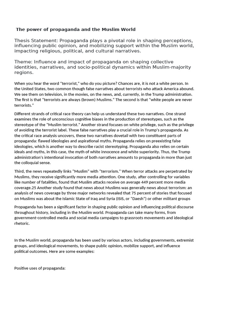 The Power of Propaganda and The Muslim World | PDF | Sectarianism ...