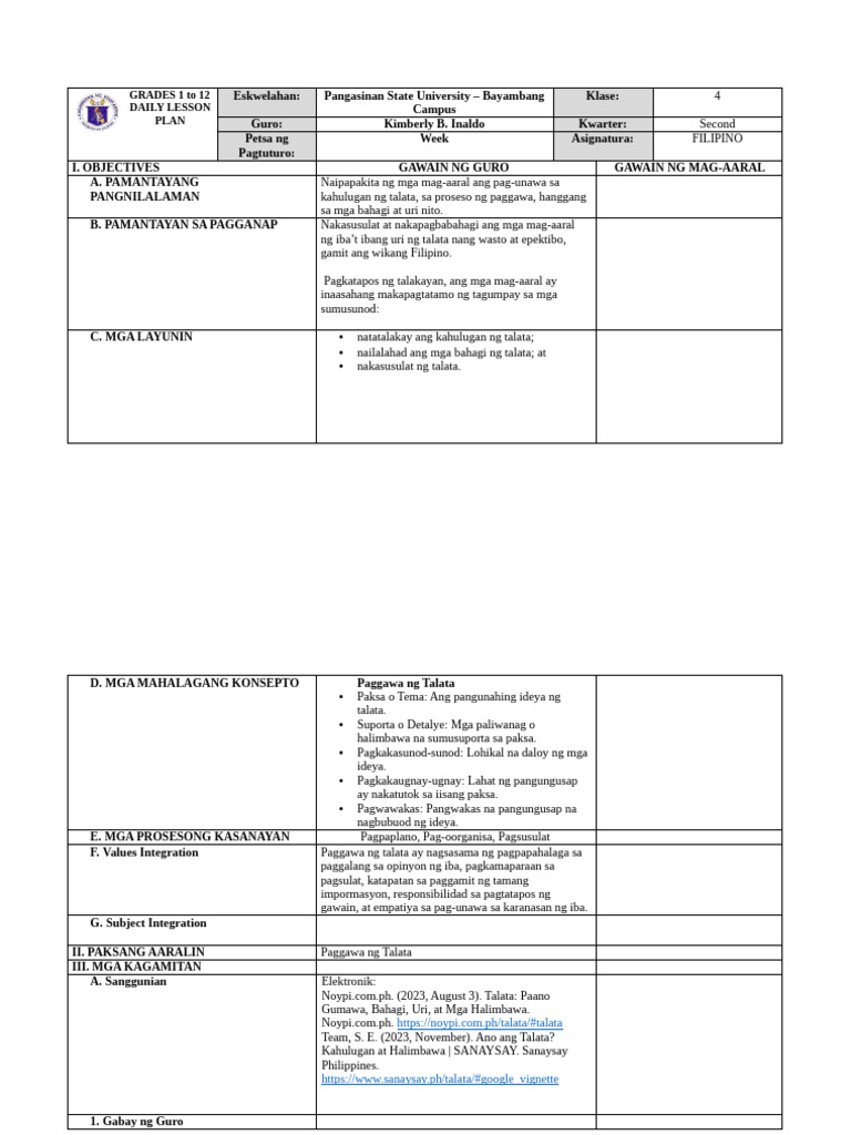 DLP FILIPINO Claveria | PDF