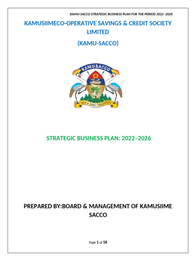 KAMU-SACCO Strategic Plan 2022-2026 | PDF | Cooperative | Strategic ...