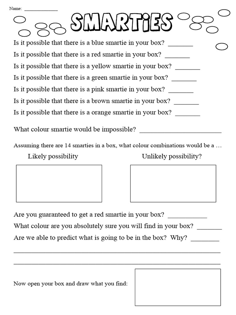 Assuming There Are 14 Smarties in A Box, What Colour Combinations Would ...