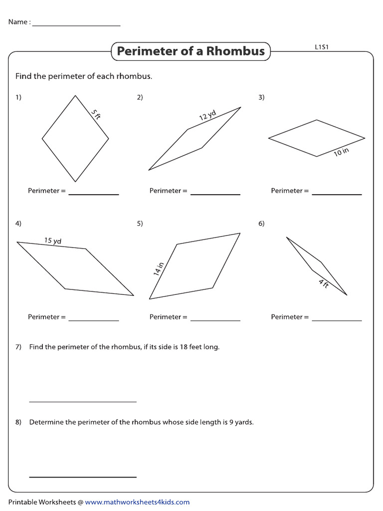 Rhombus Worksheet 1 | PDF