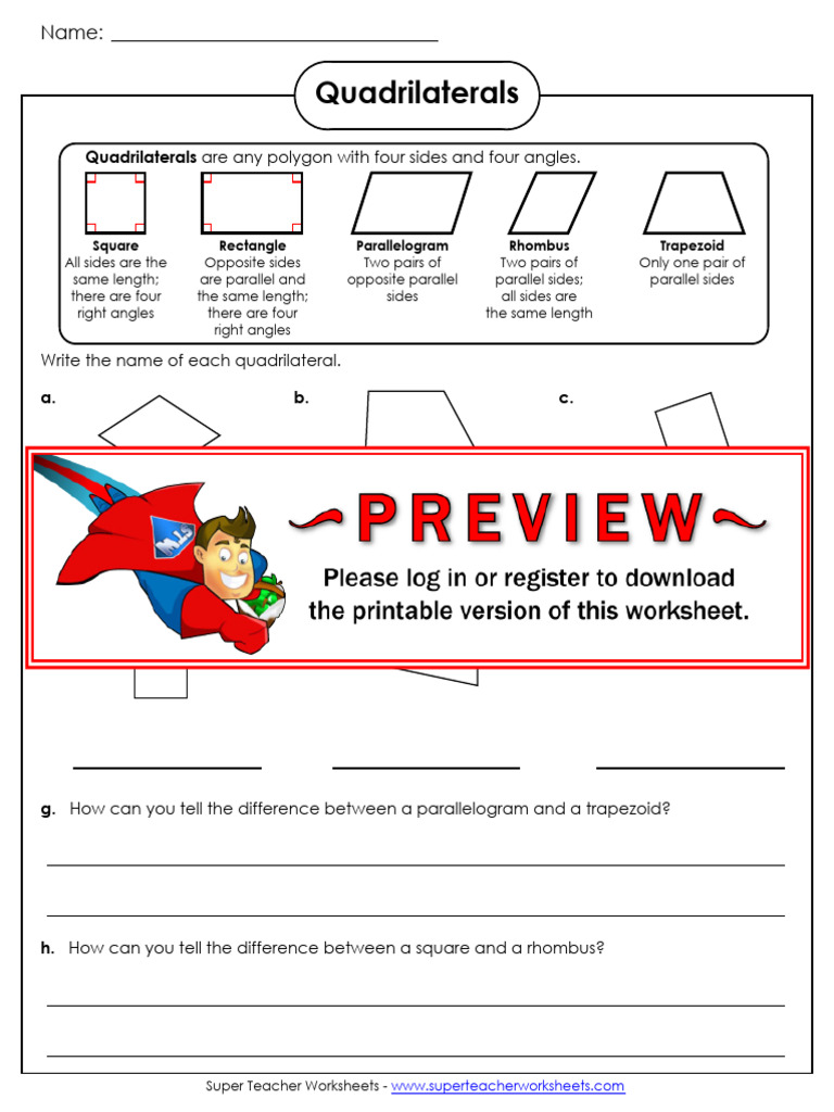 Quadrilateral Worksheet 2 | PDF | Rectangle | Geometric Shapes