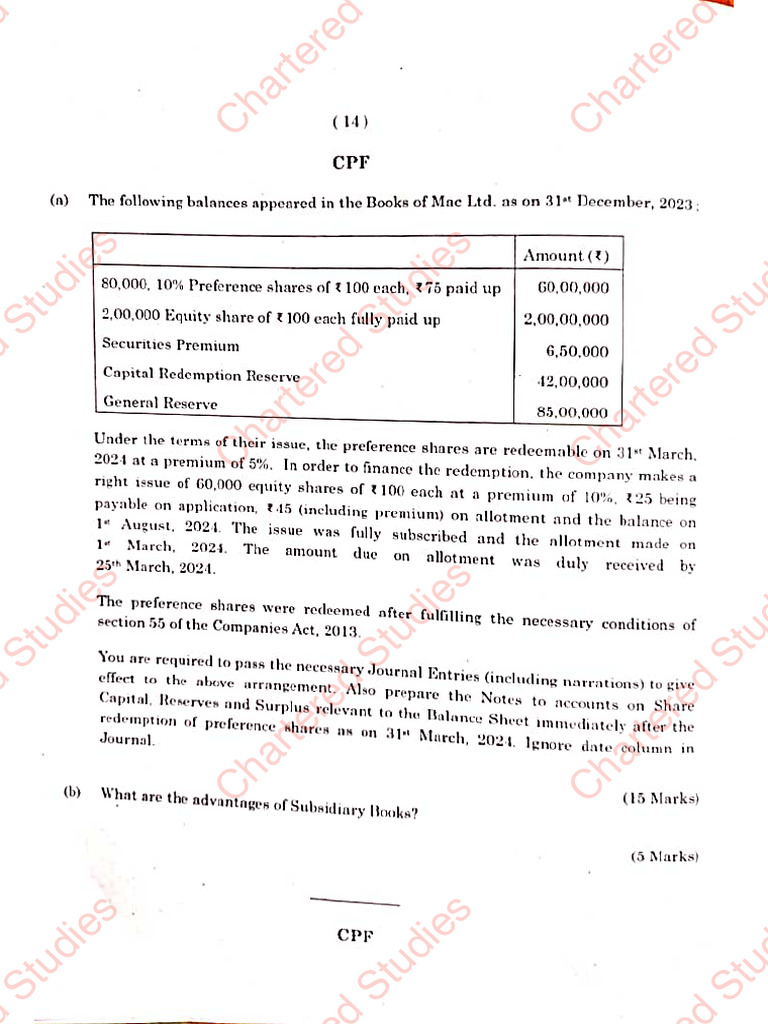 CA Foundation Accounts Question Paper For June 2024 | PDF