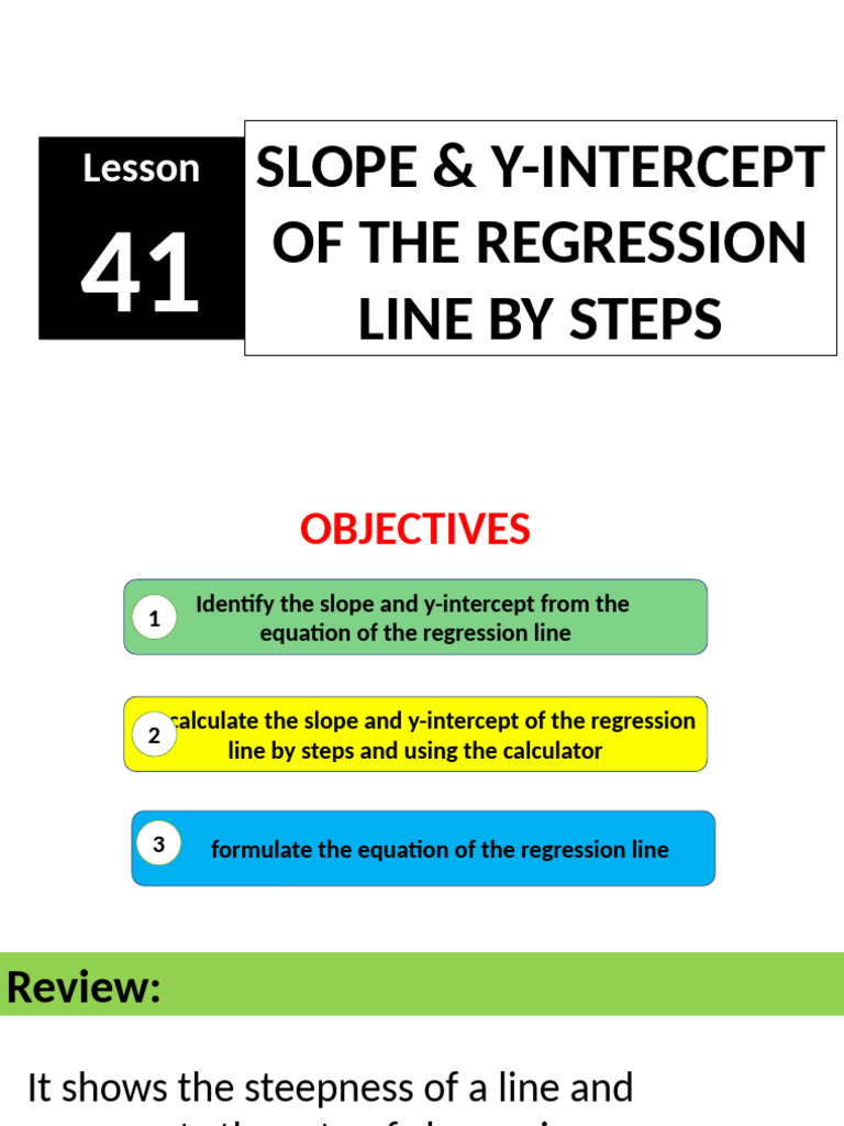 Lesson 40 Slope Intercept of The Regression Line by Steps | PDF ...