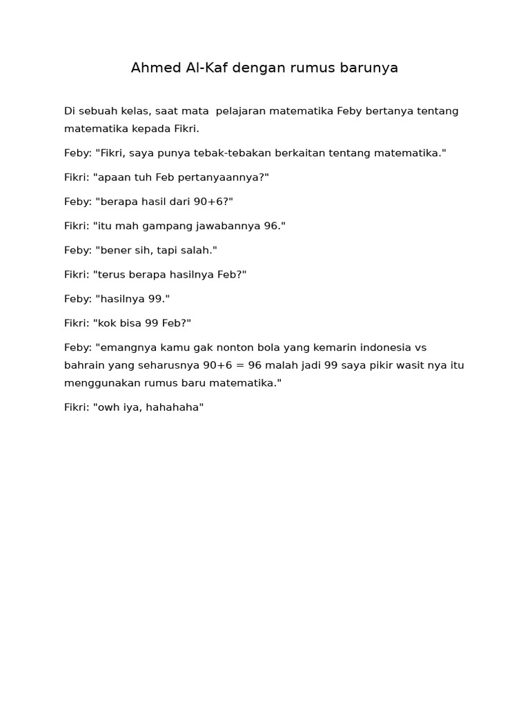 Cerita Anekdot Ahmed Al-Kaf Dengan Rumus Barunya | PDF