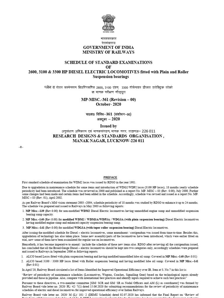 Locomotive Schedule Checklist | PDF | Bearing (Mechanical) | Locomotives