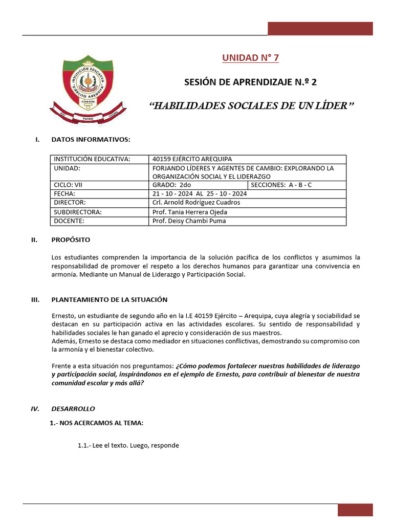 Segundo - 2da - 7 Unidad - DPCC | PDF | Empatía | Liderazgo