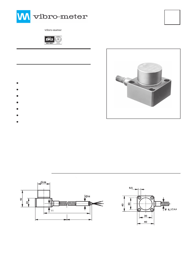 Vibro Meter Piezoelectric Accelerometer Ca201 | PDF | Accelerometer | Piezoelectricity