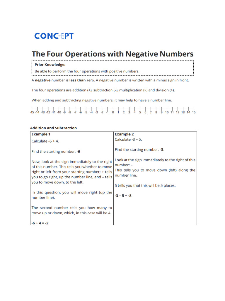 Negative Numbers | PDF