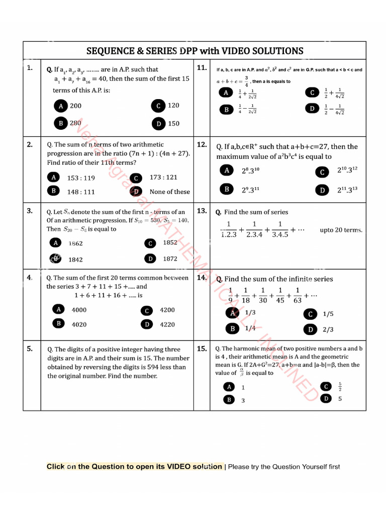 DPP 3.0 Sequence & Series | PDF