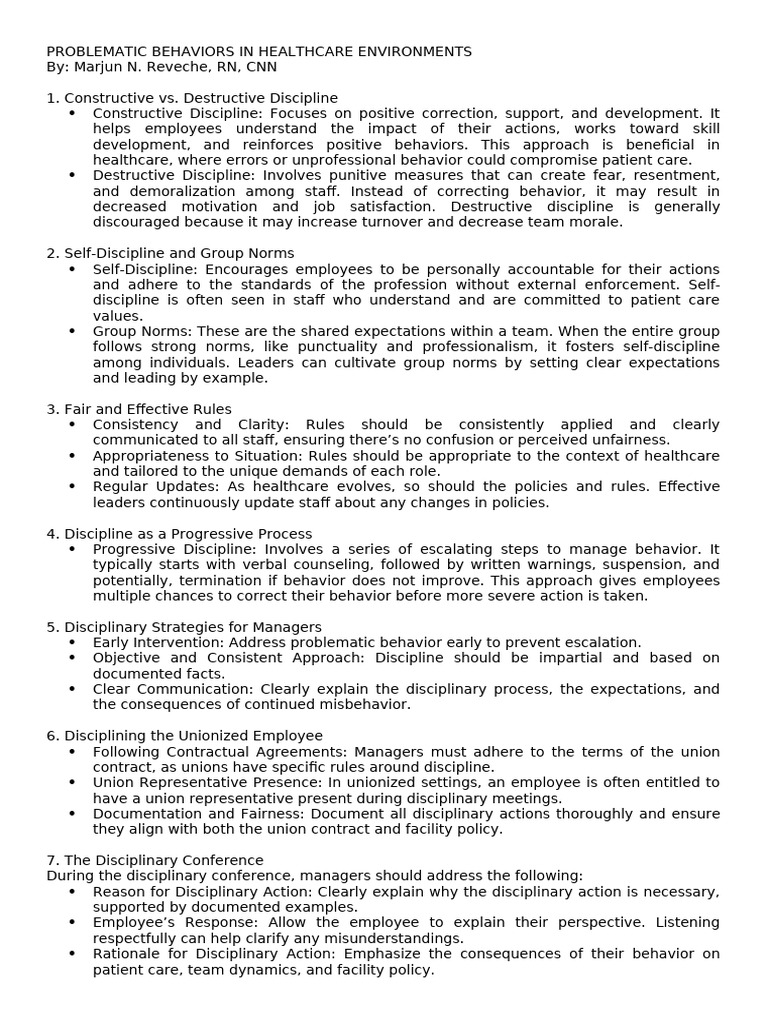 On Managing Problematic Behaviors in Healthcare Environments | PDF ...