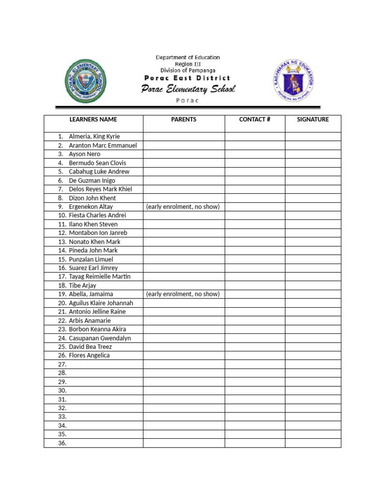 Student Enrollment List | PDF | Sports & Recreation | Travel