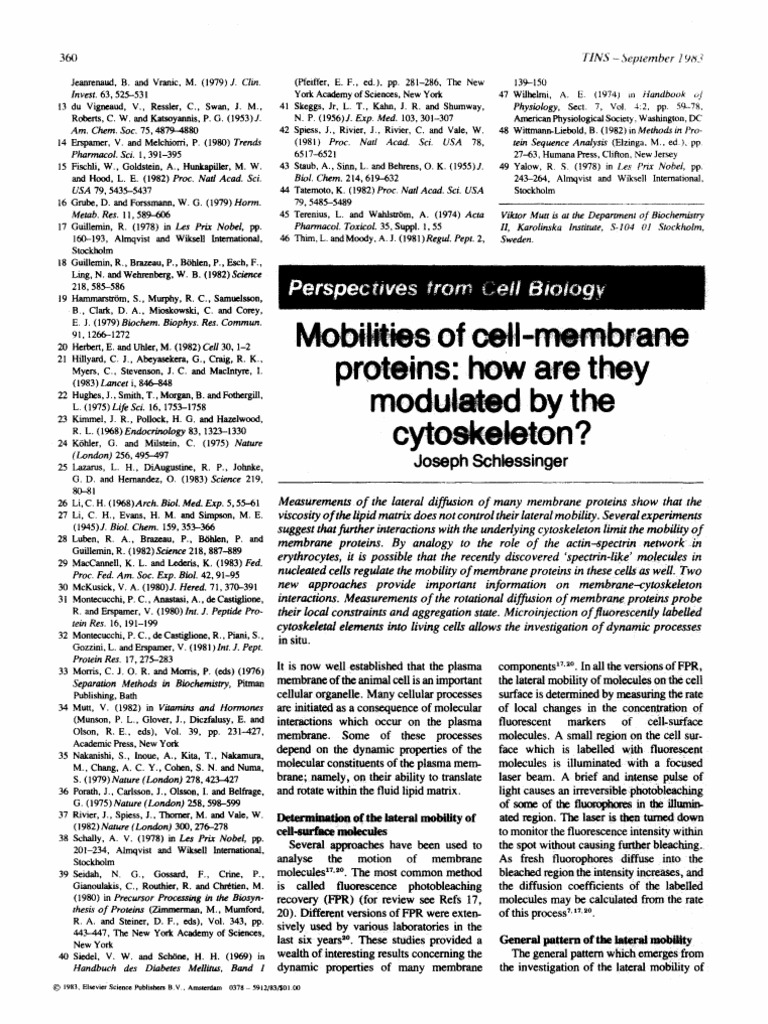 SCH Les Singer 1983 | PDF | Cell Membrane | Cytoskeleton