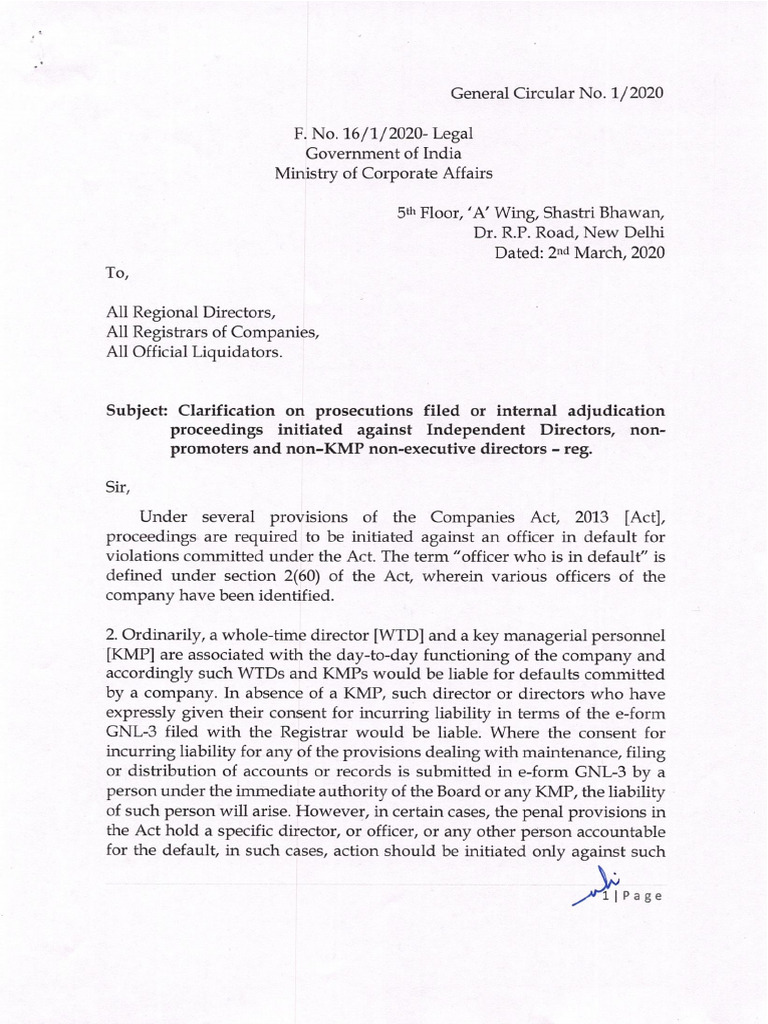 MCA Circular | PDF
