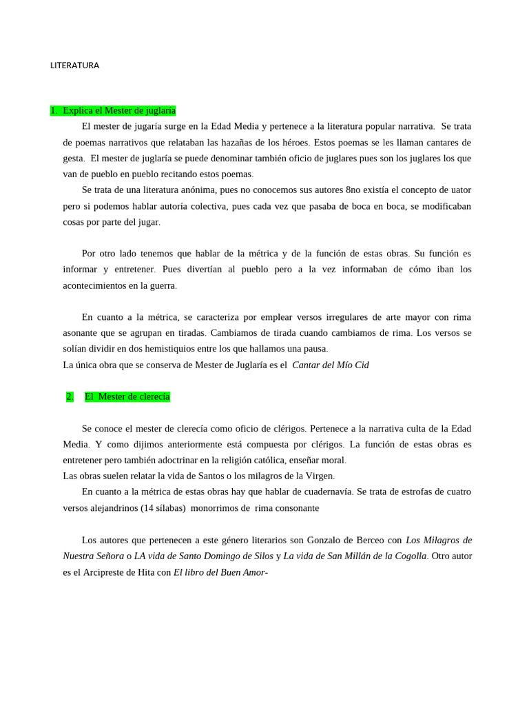 Mester de juglaría y clerecía en la literatura | PDF | Metro (poesía)