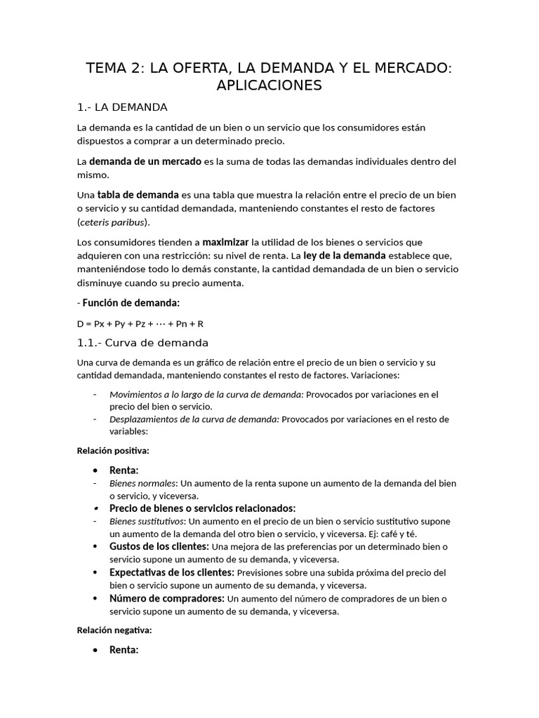 Oferta, Demanda y Equilibrio de Mercado | PDF | Oferta (economía ...