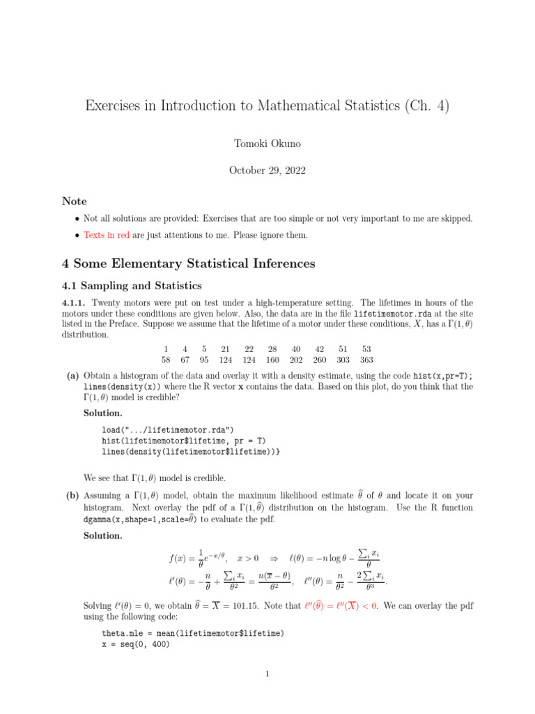 Ch4 Sol | PDF | Estimator | Probability Density Function