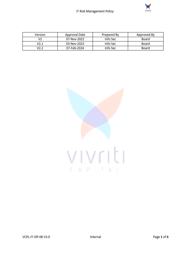 IT Risk Management Policy 2024 | PDF | Information Security | Computer ...