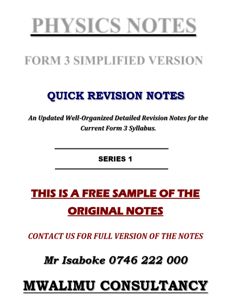 F3 Physics Simplified Notes SP-2 | PDF | Acceleration | Velocity