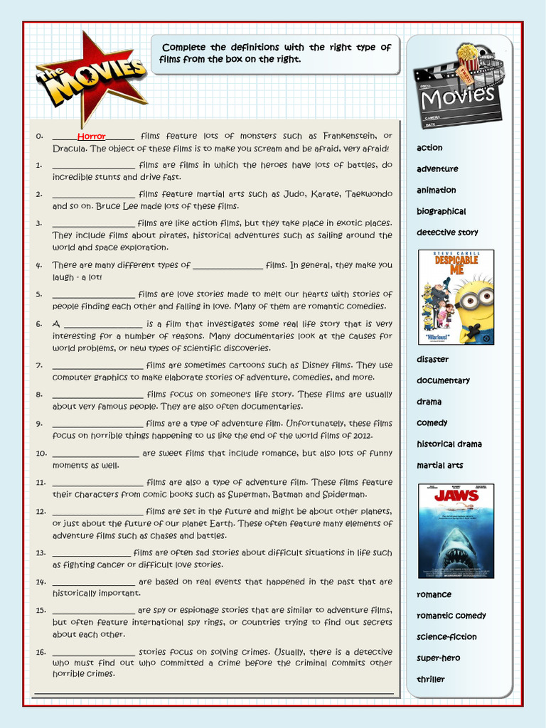 Unit 1 - 9 Ano - Types of Films | PDF | Action Films