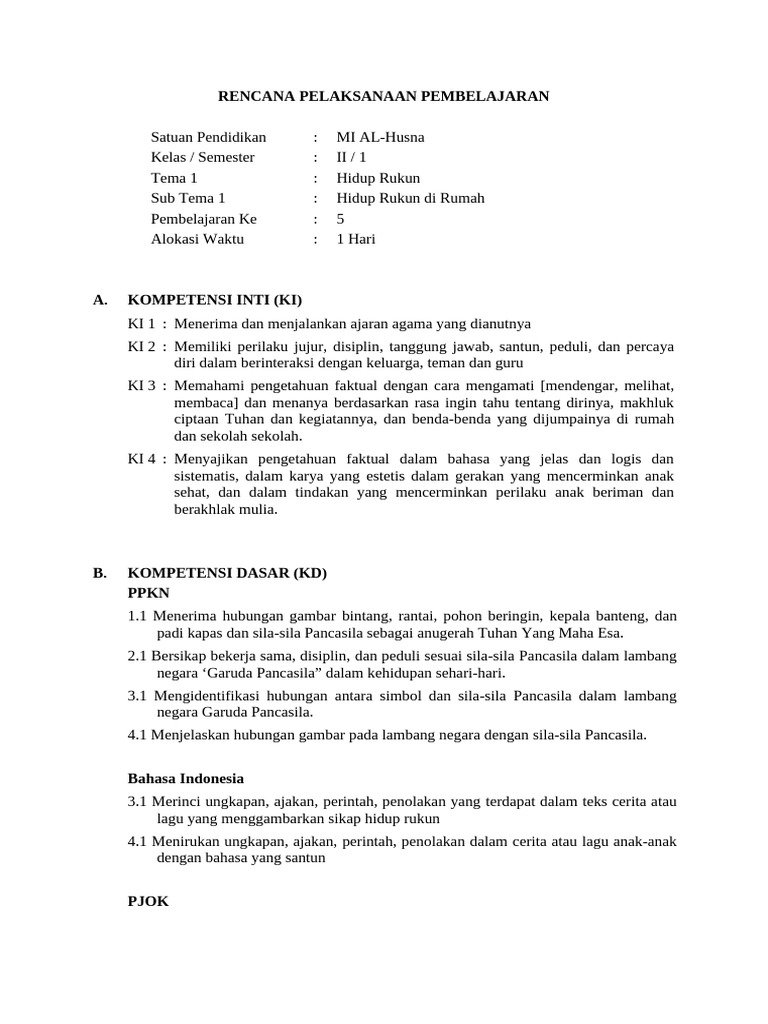 RPP KLS2 Sti P5 | PDF | Sains & Matematika