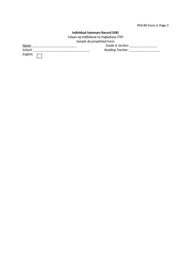 Individual Summary Record | PDF