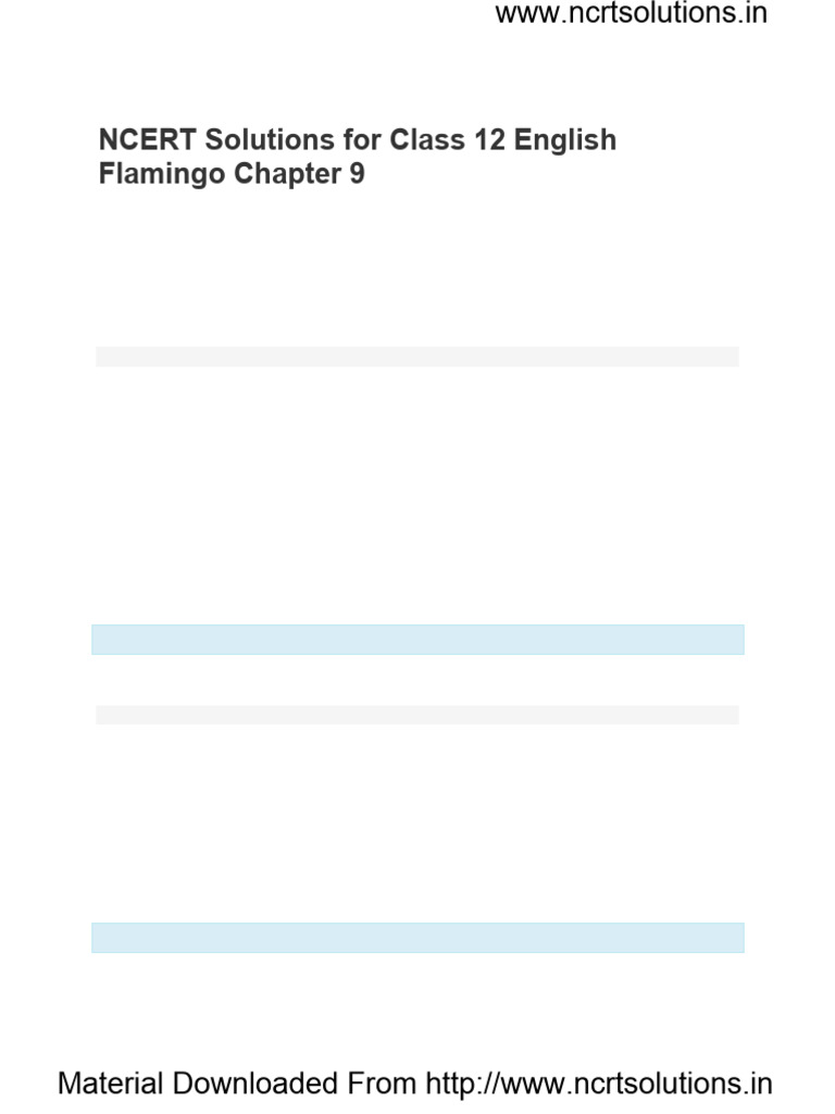 NCERT Solutions For Class 12 English Flamingo Chapter 9 | PDF | Thought ...