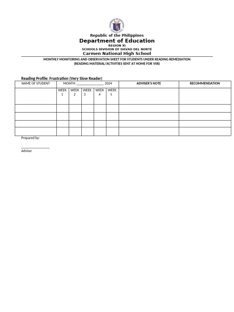 Monitoring Sheet For NR & VSR | PDF
