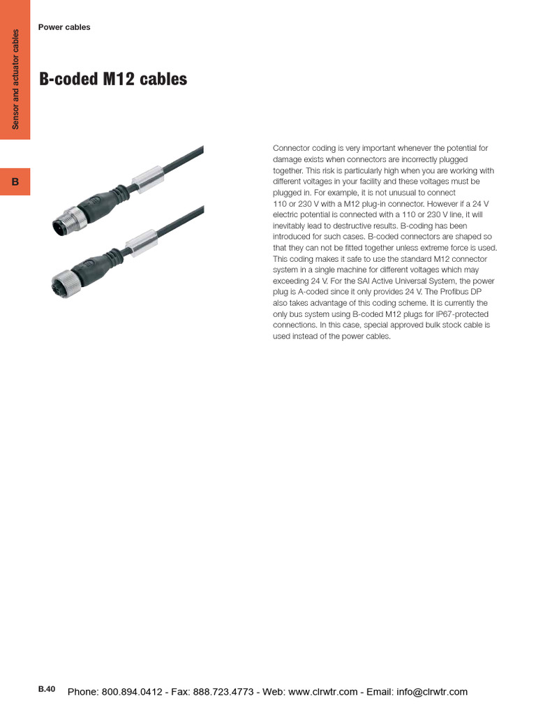 Weidmuller B Coded m12 Cables | PDF | Electrical Connector | Electrical Equipment