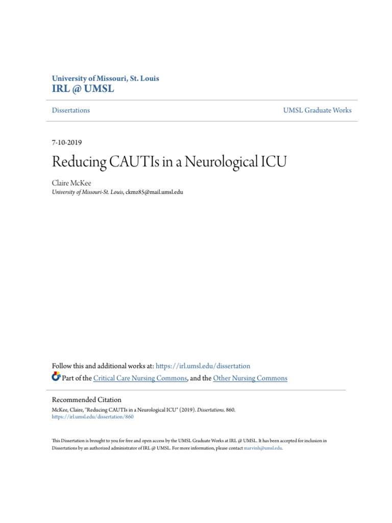 Reducing CAUTIs in A Neurological ICU | PDF | Intensive Care Unit ...
