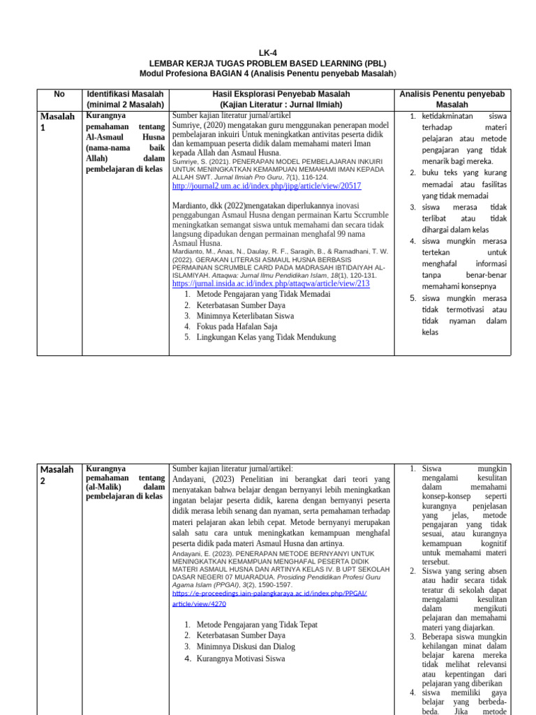 PBL LK 4 STRUKTUR KURIKULUM PAI | PDF