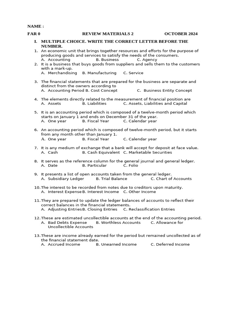 Far o Midterm Exam Review Materials 2 | PDF | Debits And Credits | Depreciation