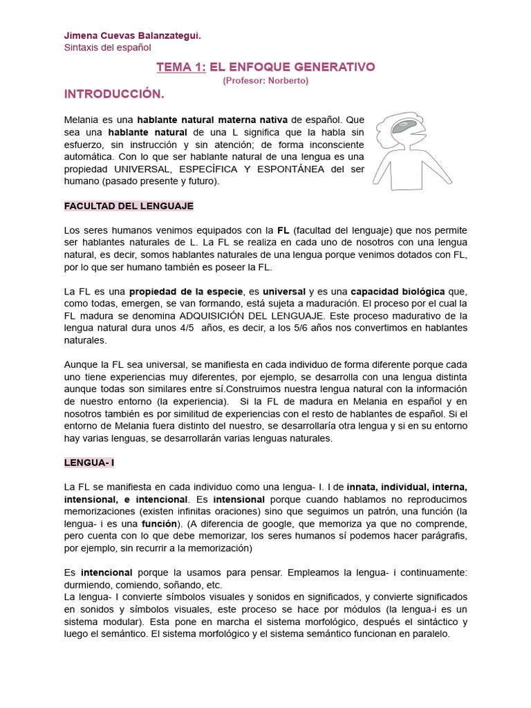 Introducción a la Sintaxis Generativa | PDF | Oración (Lingüística) | Palabra