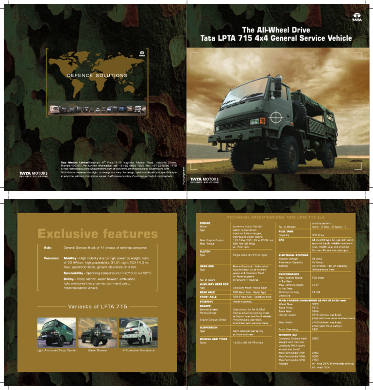 Tata LPTA 715 4x4 Brochure | PDF