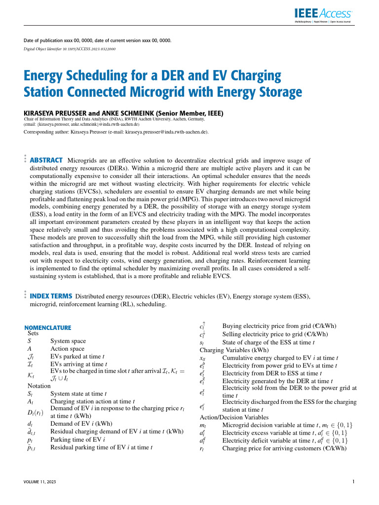 Energy Scheduling For A DER and EV Charging Station Connected Microgrid With Energy Storage ...