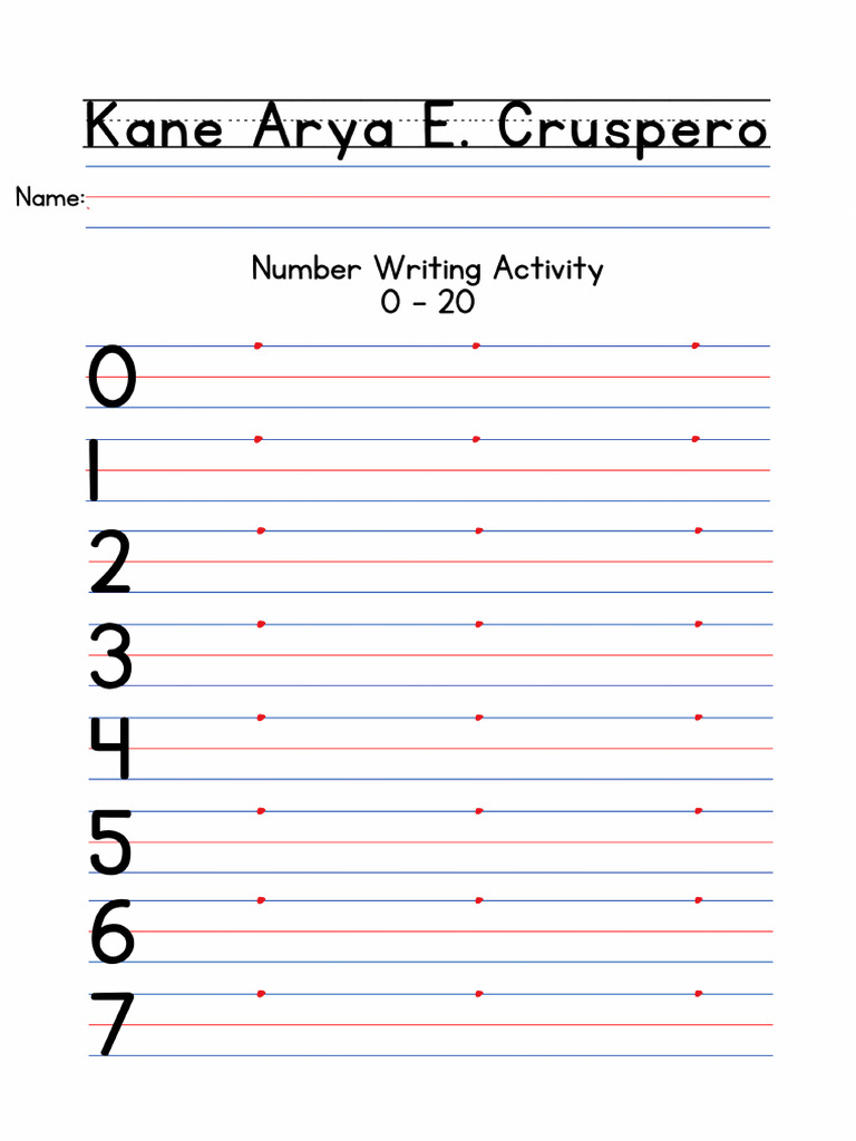 Number Tracing 0 - 20 | PDF