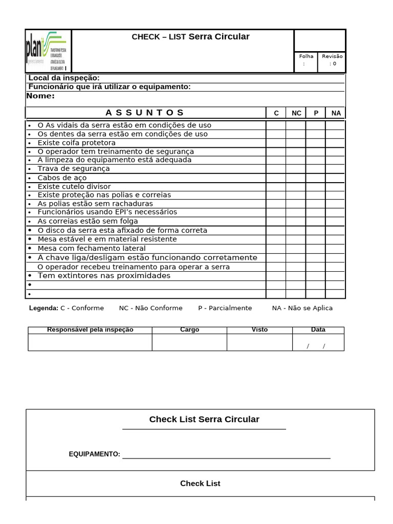 CheckList Serra Circular | PDF