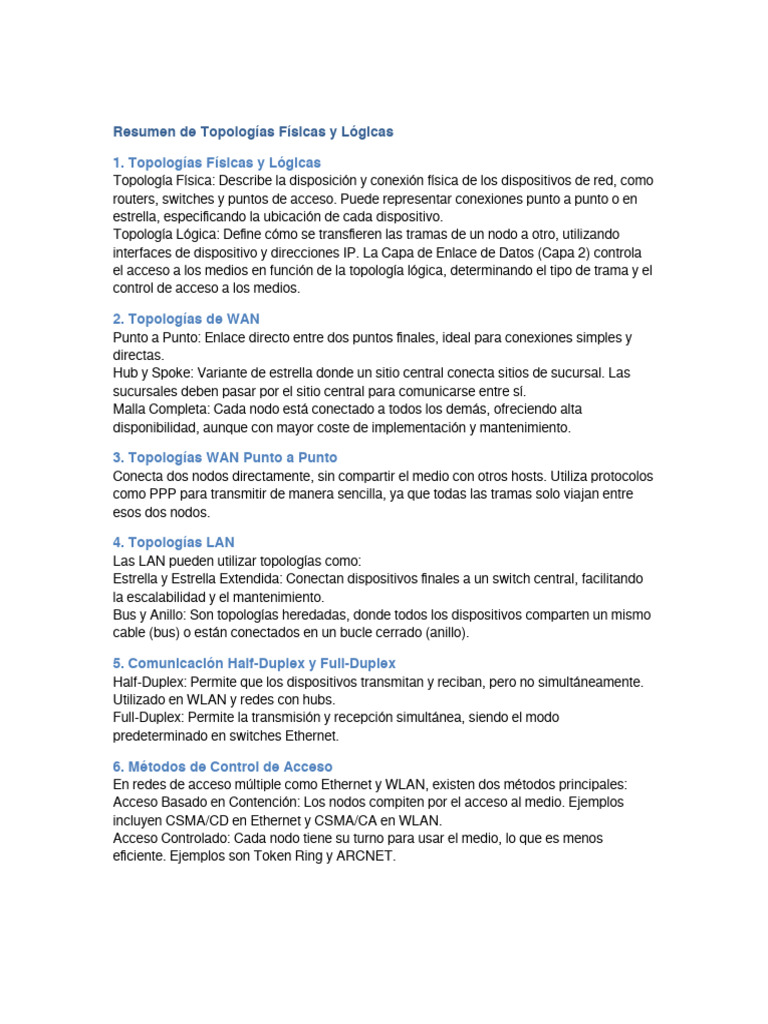 Topologías de Red: Físicas y Lógicas | PDF | Topología de la red ...