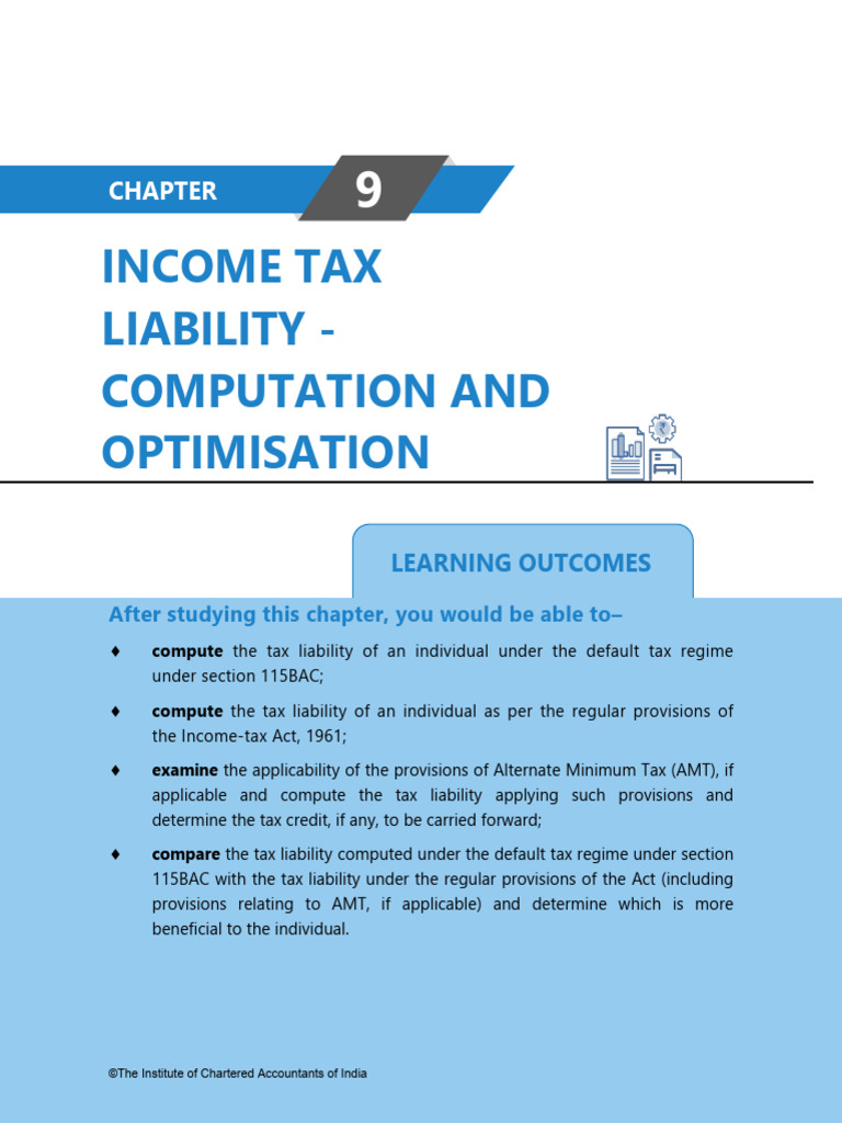 Income Tax Liability - Computation and Optimisation: Learning Outcomes | PDF | Alternative ...