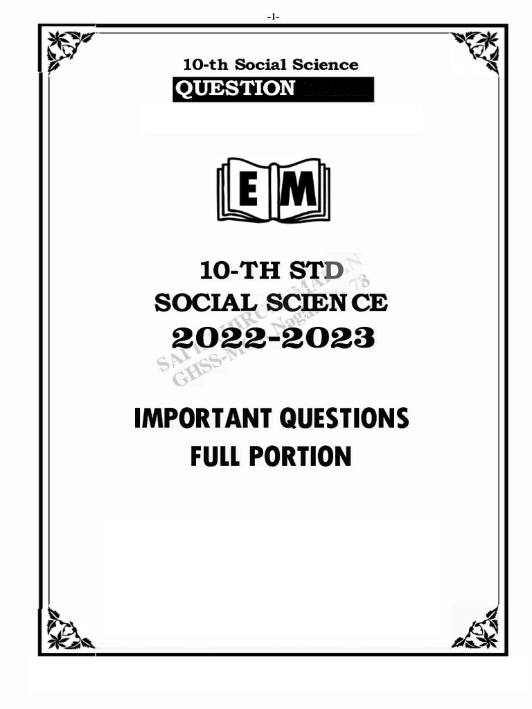 10ss (Em) Ques - Bank 22 23. | PDF | Tamil Nadu | Taxes