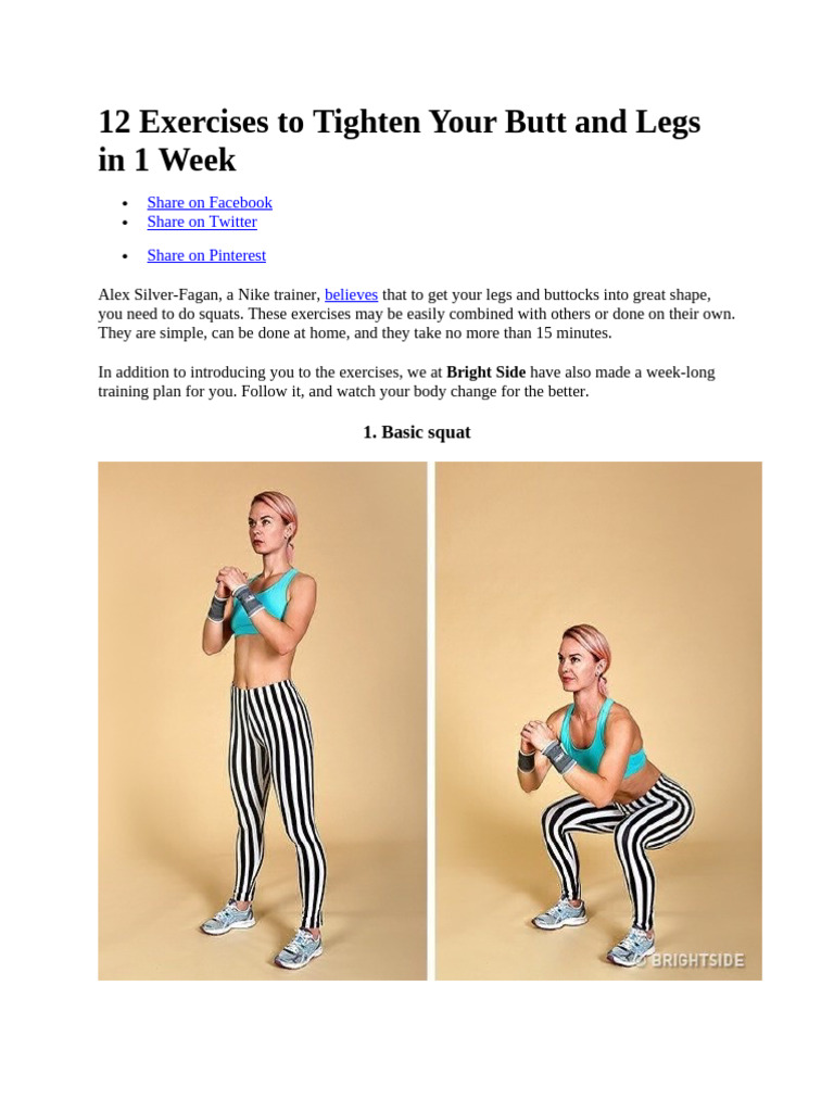 12 Exercises to Tone Butt and Legs | PDF