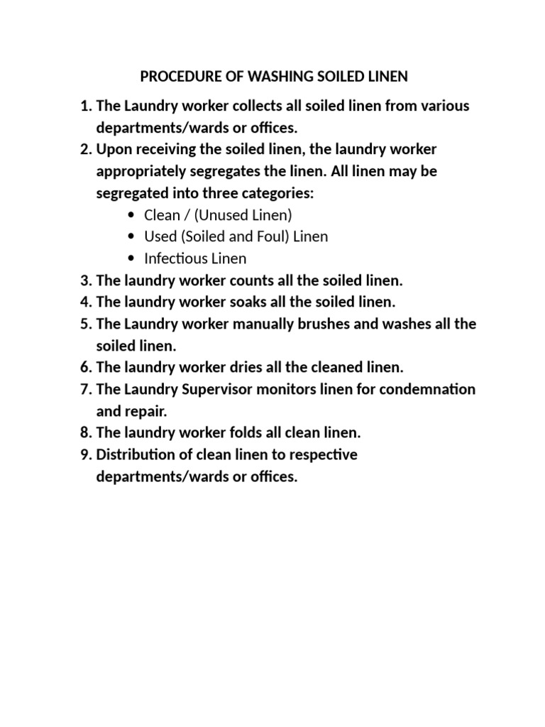 Linen Cleaning Protocol Guide | PDF