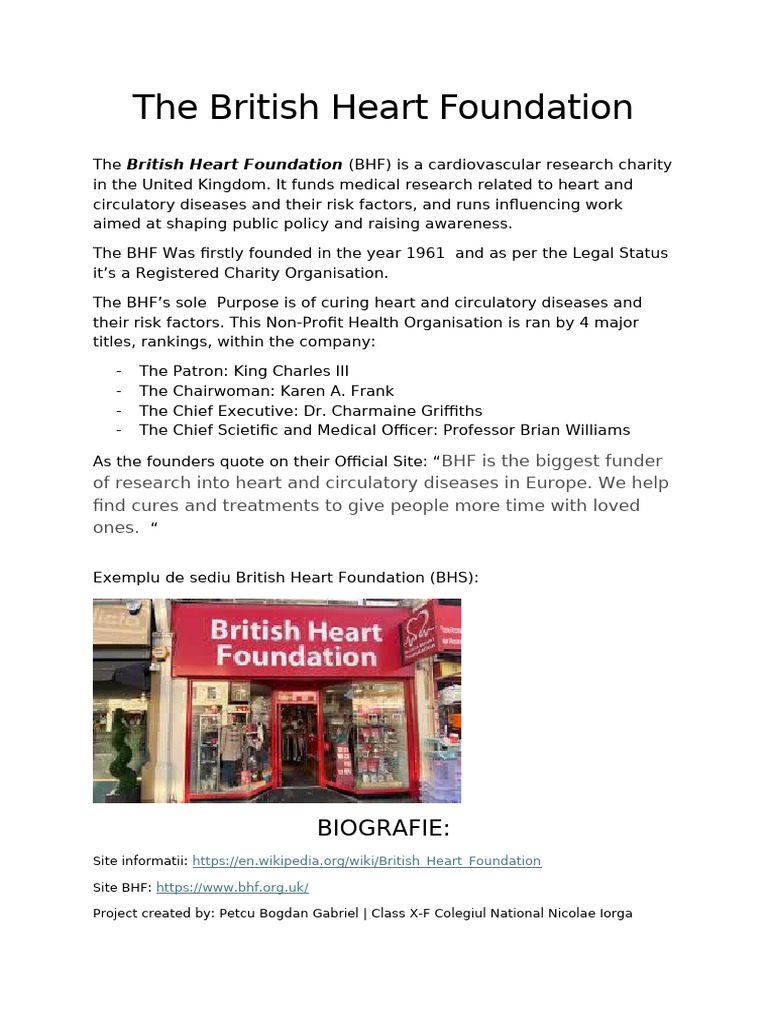 British Heart Foundation Overview | PDF | Self-Improvement | Wellness