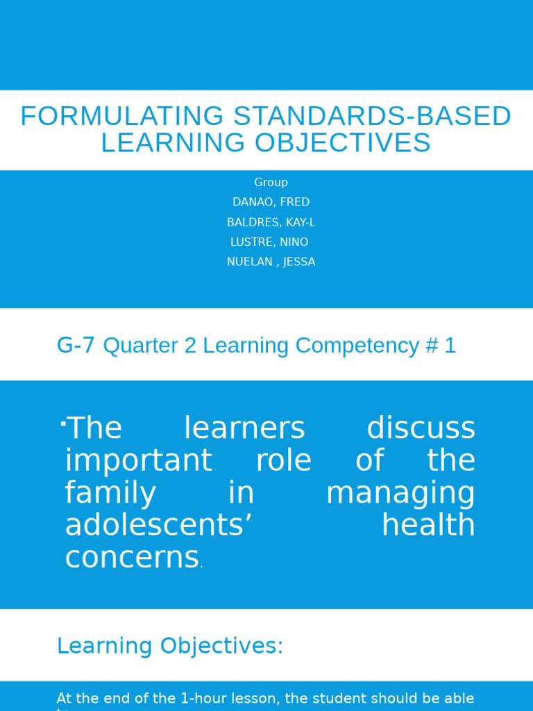 Formulating Standards-Based Learning Objectives | PDF