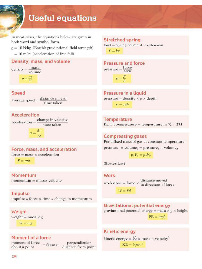 Useful Physics Equations | PDF